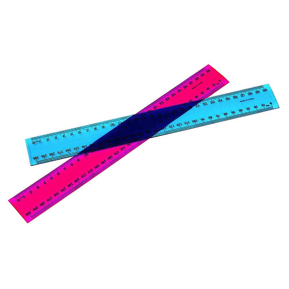 MARBIG 30cm PLASTIC RULER FLUORO ASSORTED COLOURS