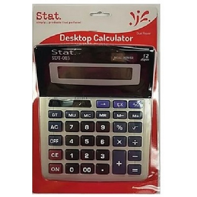 Calculators & Dictation - Stat Desktop Calculator 12 Digit Large Black ...