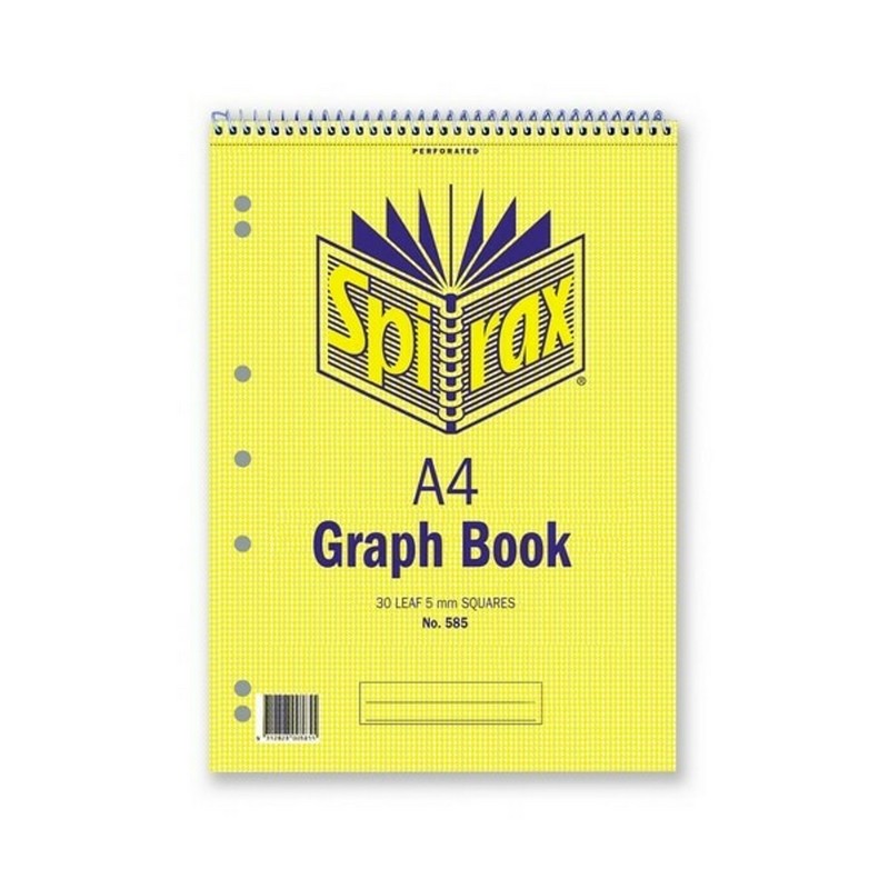 Books - Spirax 585 Graph Book A4 5mm Grid 30 Leaf Pack of 10 - Jaybel ...