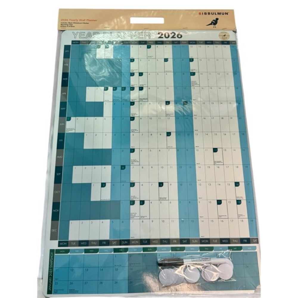 Diaries & Calendars - Bibbulmun Wall Planner 870 x 610mm Year To View ...