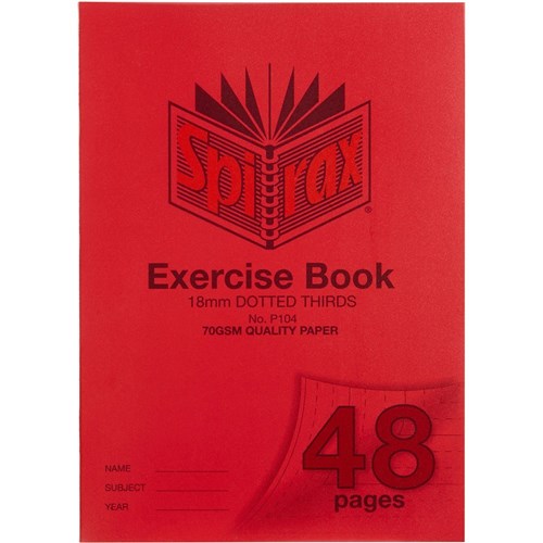 Books - Spirax P104 Exercise Book Poly Cover A4 48 Page 18mm Dotted Thirds - Jaybel Office ...